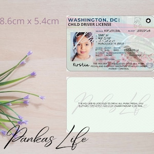 Pretend Play Usa Driver License for Kids, Washington DC Driving Licence ...