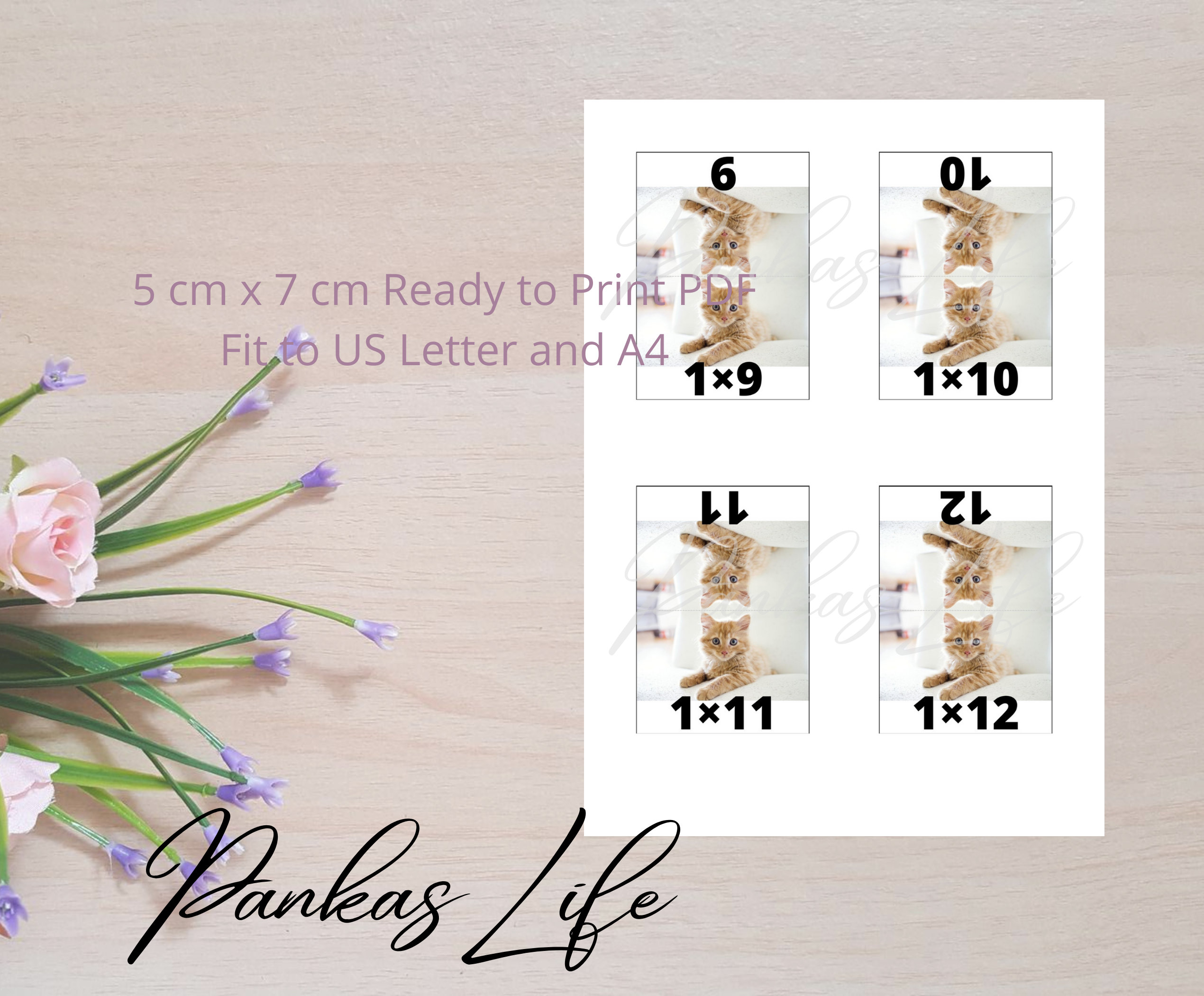 Printable Cat Multiplication Flashcards, Engaging Math Practice for ...