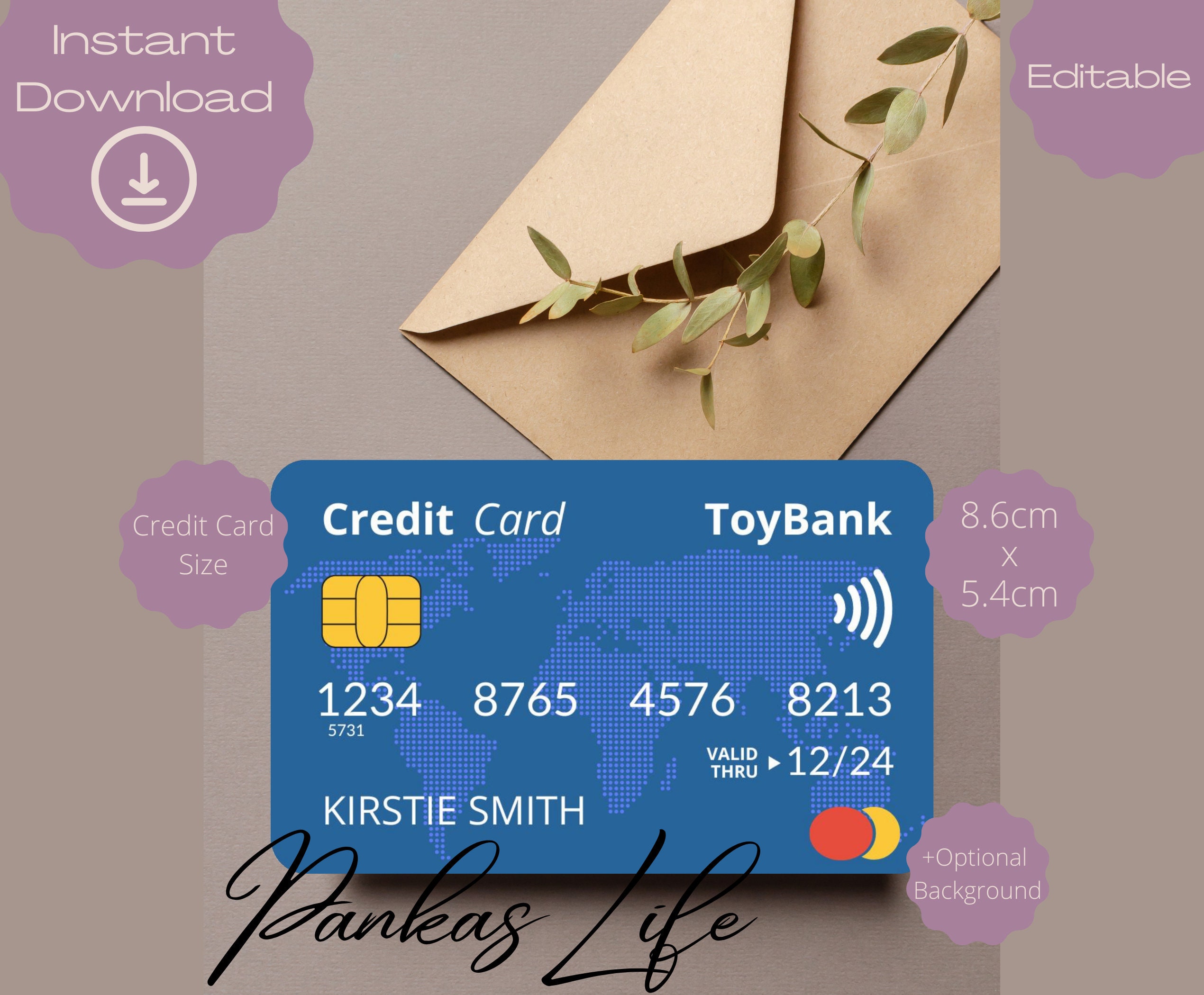 Editable Pretend Play Credit Card for Kids Play Money Toddler Toys, DIY ...