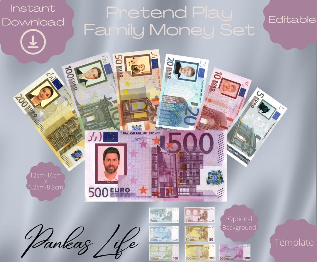 Pretend Play Money for Kids, Face on Money Template, Printable Toy ...