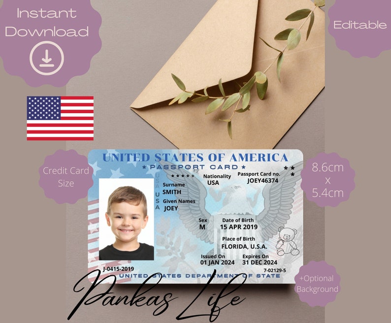 Pretend Play Passport Card for Kids, Editable Toddler Imaginative Play ...