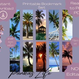 Set of 10 Palm Tree Bookmark Printable Tropical Decor - Etsy