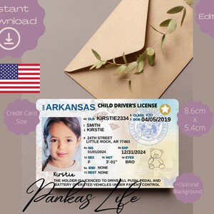 Pretend Play Usa Driver License for Kids, Arkansas Driving Licence ...