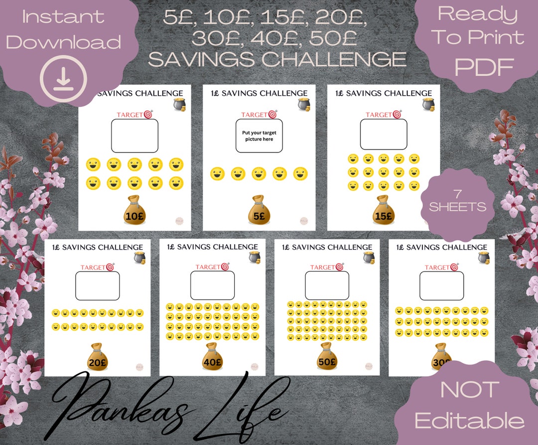 Saving Challenge Printable Money Saving Challenge for Kids, Budget ...