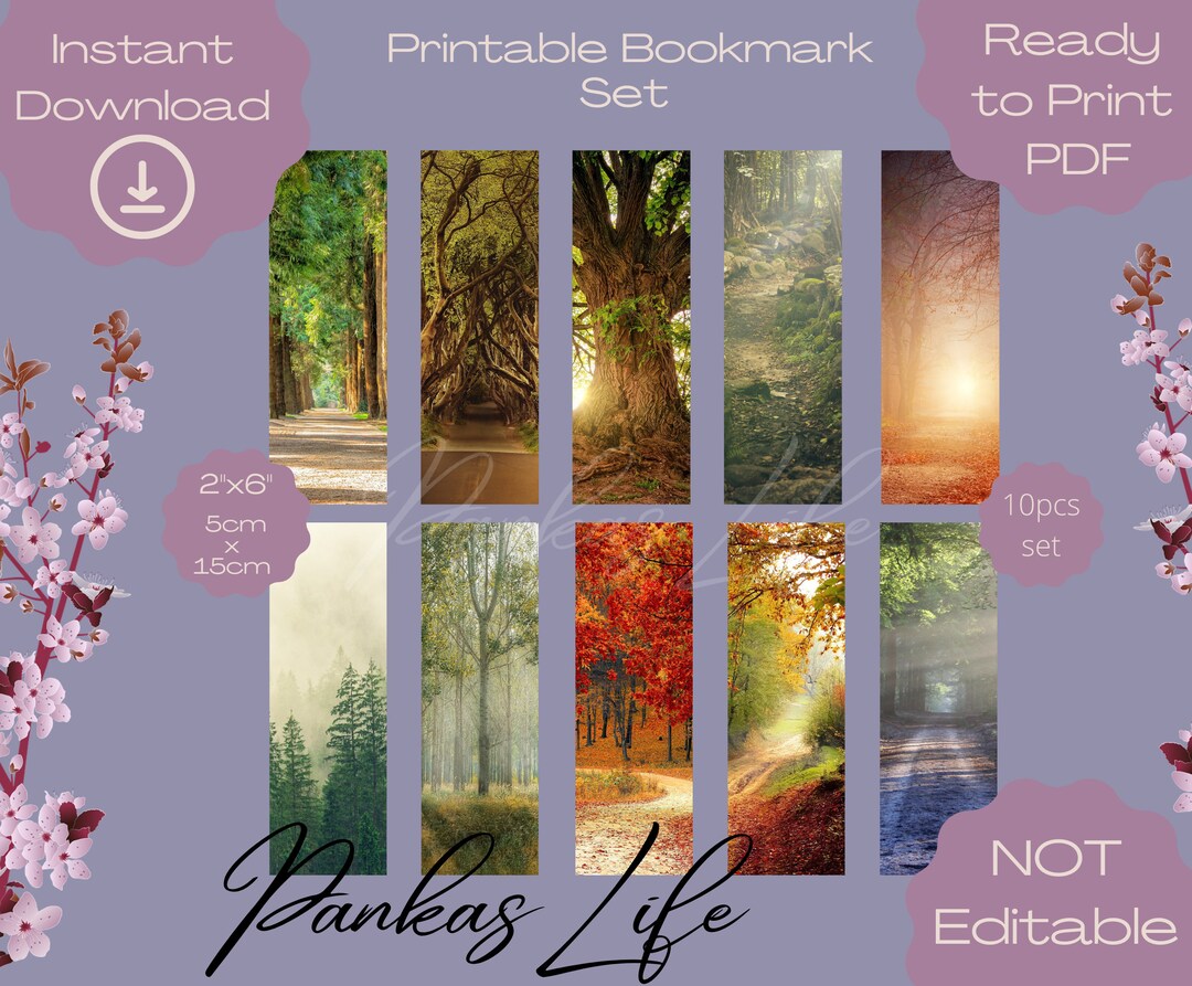 Printable Forest Bookmark Set, Woodland Birthday Favor, Book Club Gifts ...