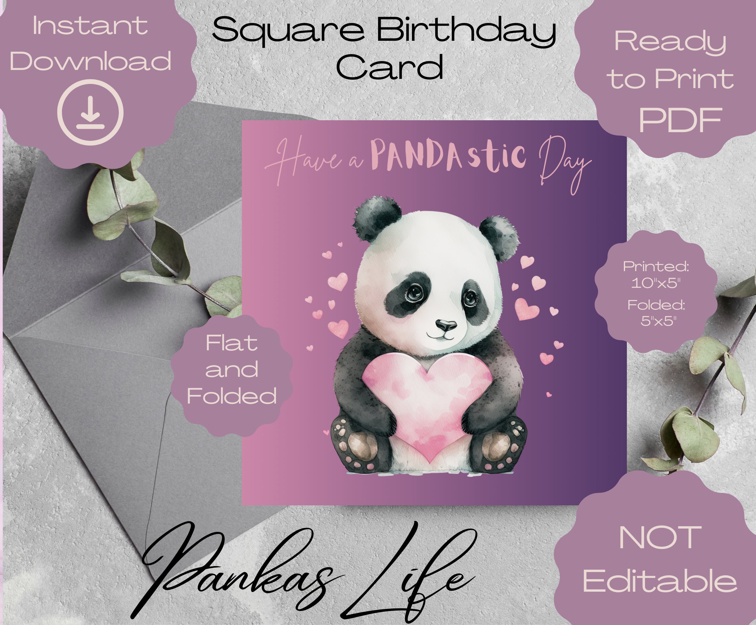 Panda Birthday Card for Animal Lovers, Printable Panda Gift, Have a ...
