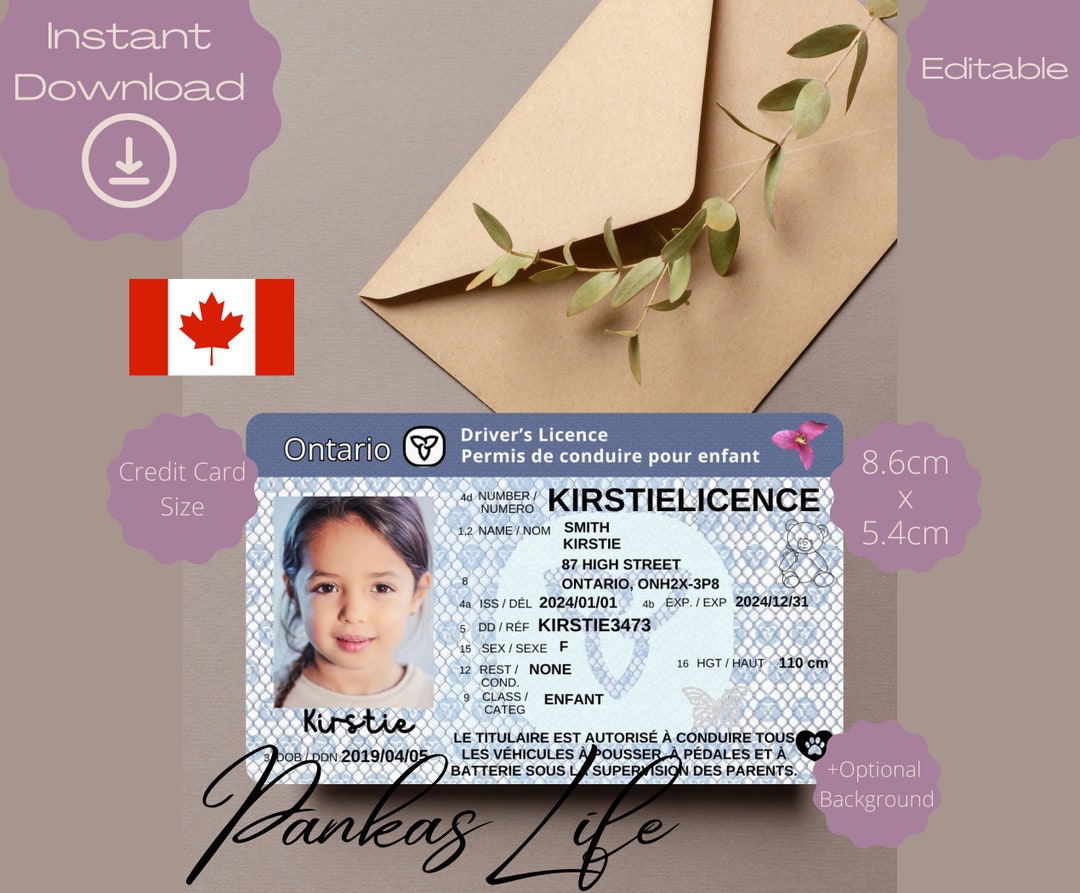 Pretend Play Canada Driver License for Kids, Ontario Driving Licence ...