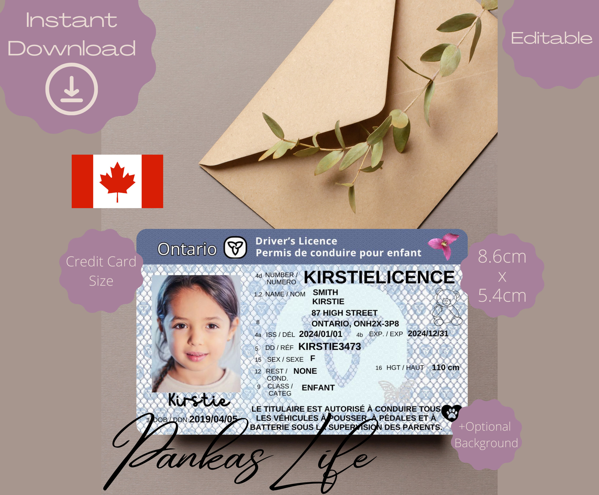 Pretend Play Canada Driver License for Kids, Ontario Driving Licence ...
