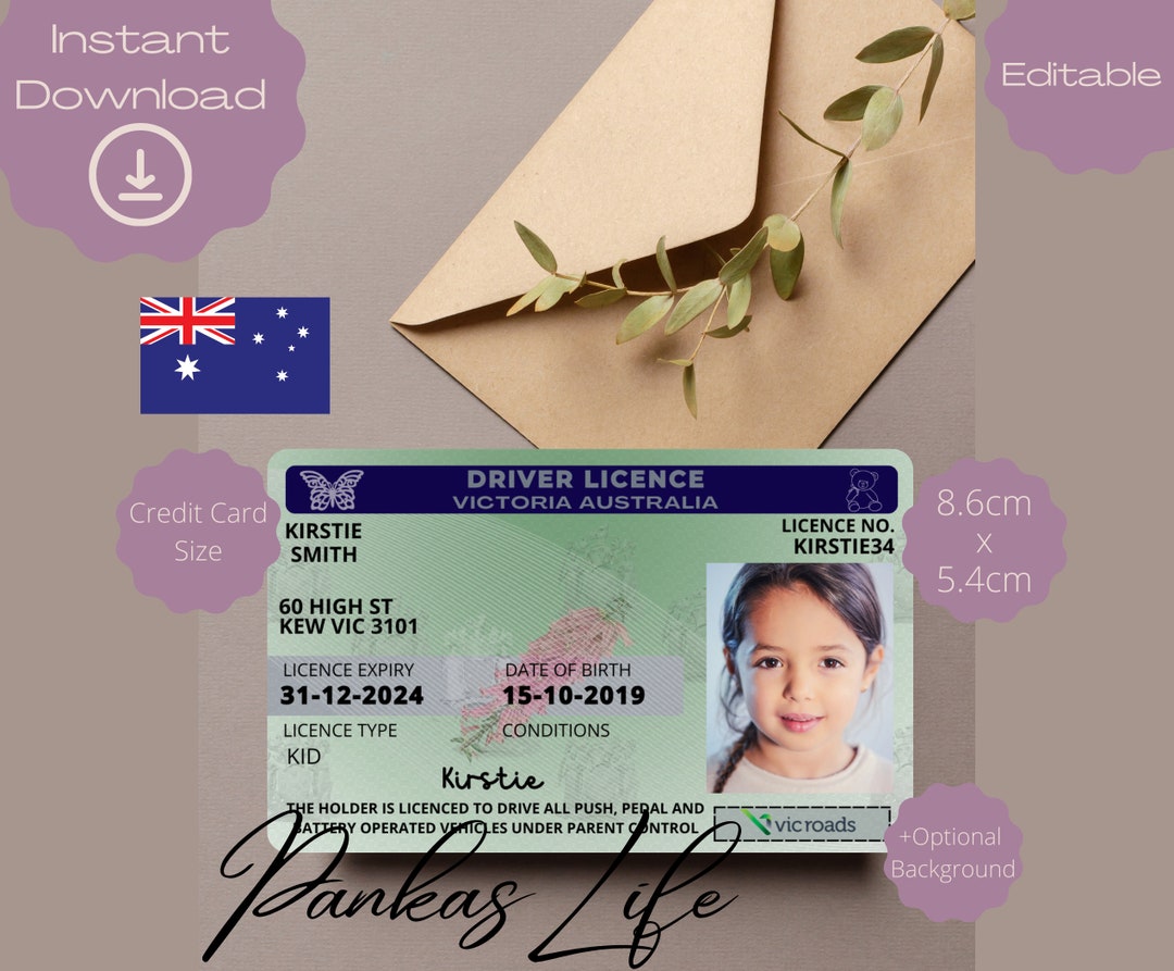 Pretend Play Australia Driver License for Kids, Victoria Driving ...