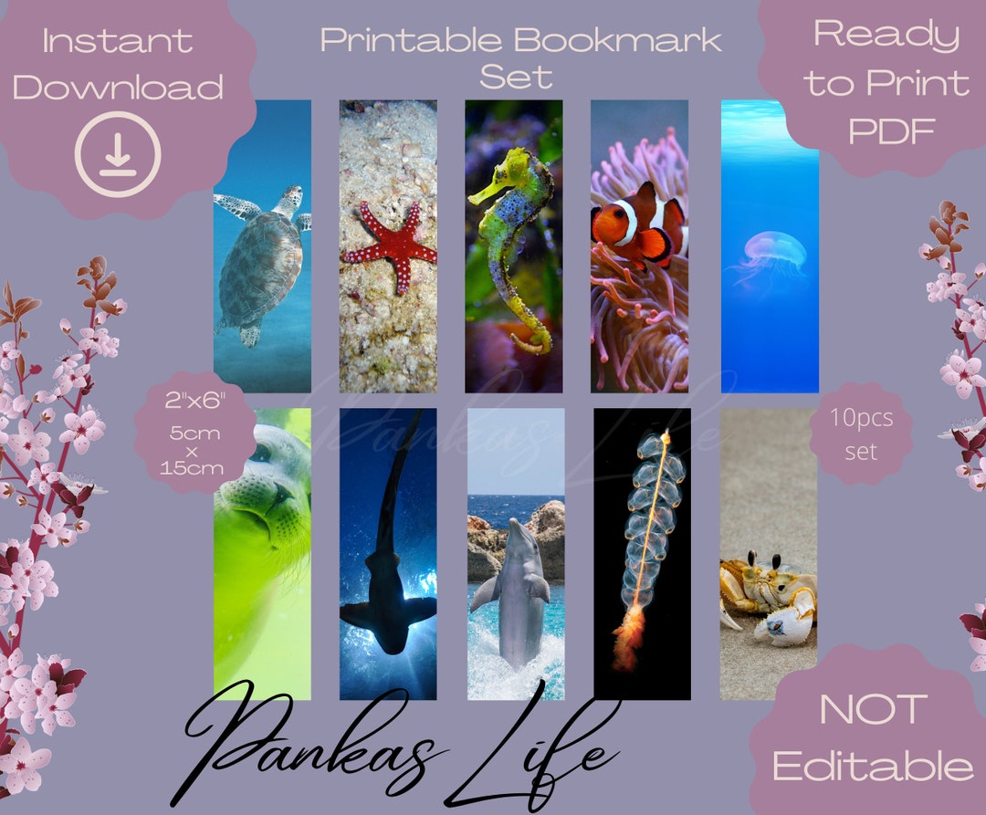 Printable Under the Sea Bookmark Set Party Favor Gift, Ocean Lover Gift ...