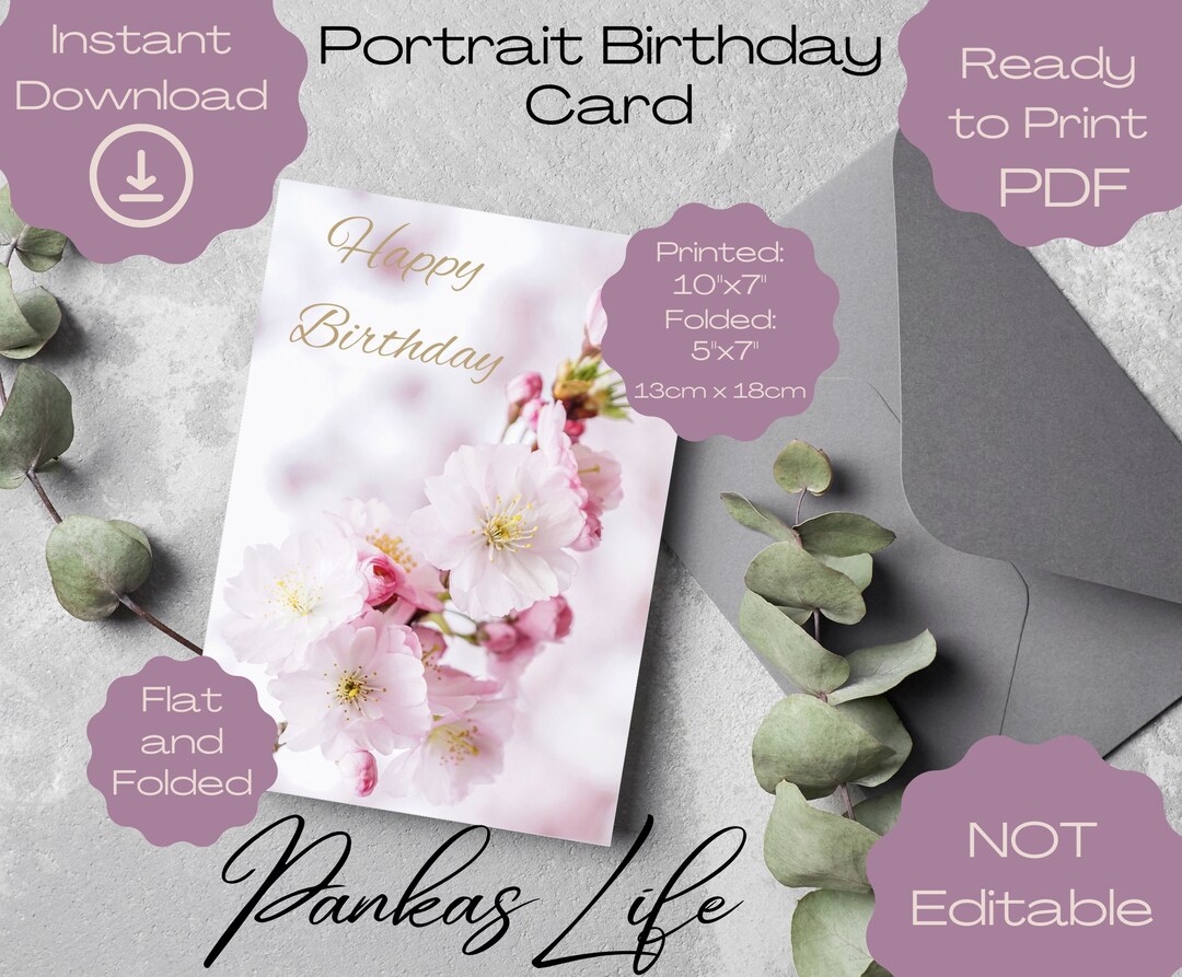 Floral Birthday Card, Pink Happy Birthday Wishes, Birthday Greetings ...