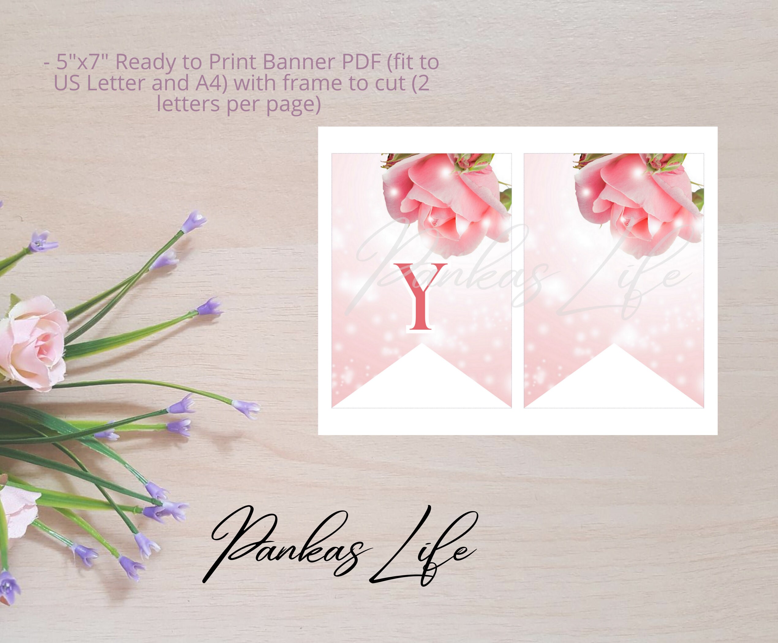 Estandarte de feliz cumpleaños rosa rosa, decoraciones de cumpleaños ...