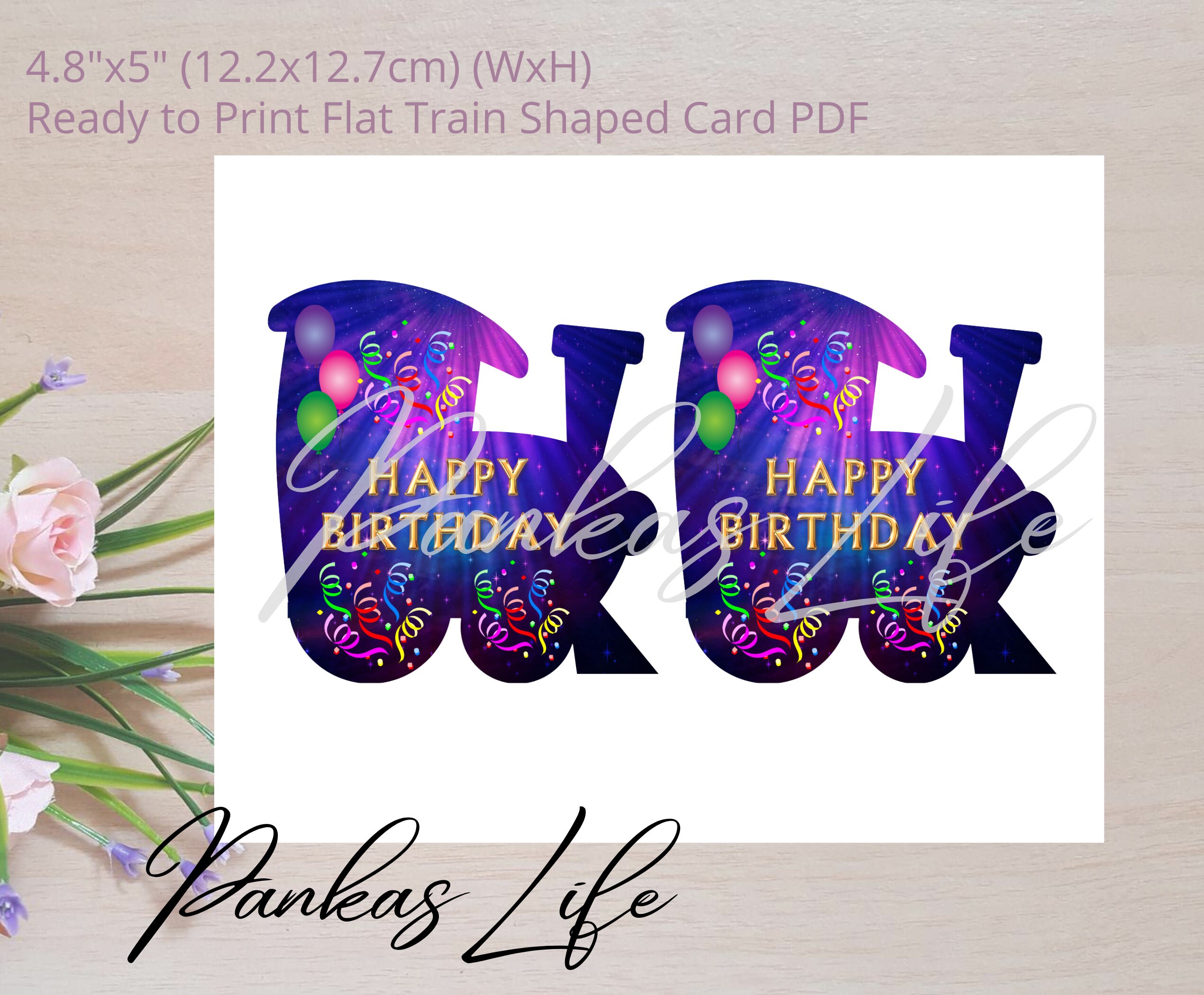 Train Birthday Card, Printable Nephew Birthday Card, Fourth Birthday ...