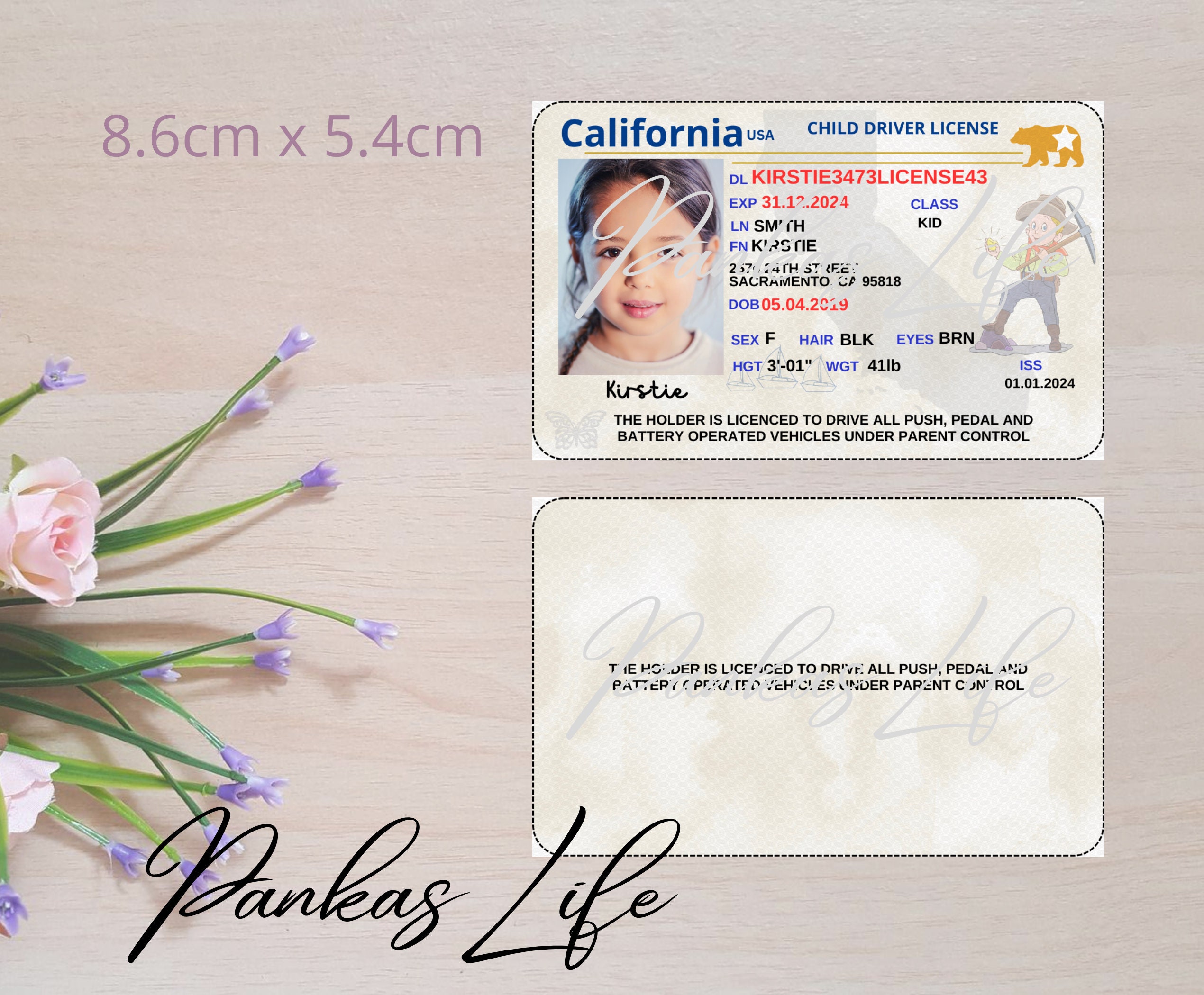 Editable Pretend Play Usa Driver License for Kids, California Driving ...