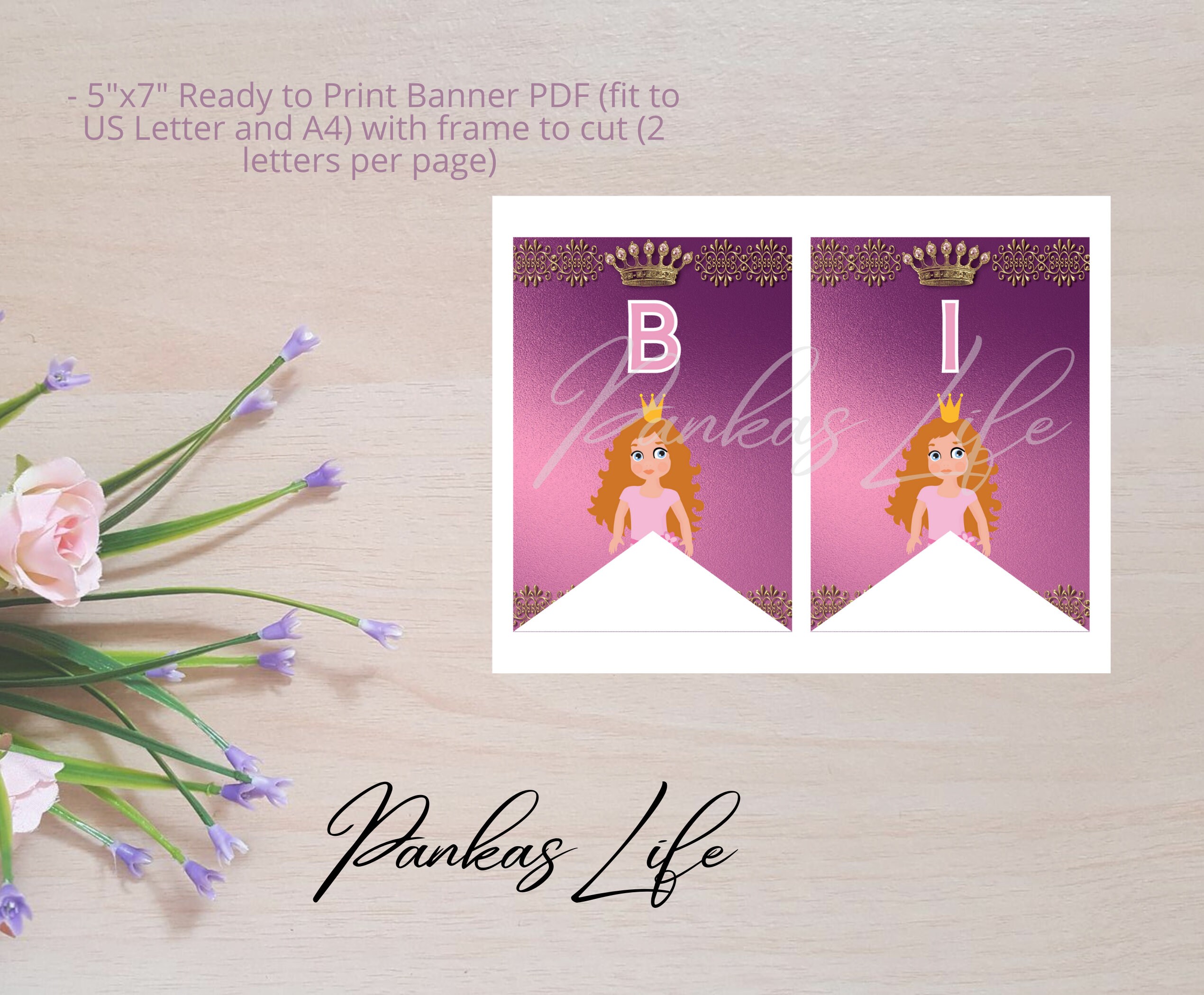 Princess Happy Birthday Banner, Printable Princess Birthday Decorations ...