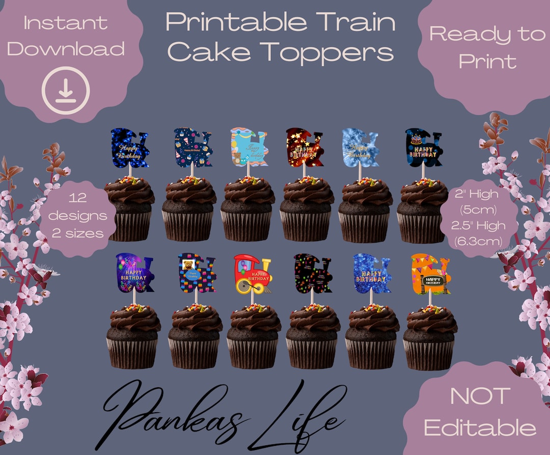 Train Cake Topper, Steam Train Birthday Party, Printable Train Cake ...