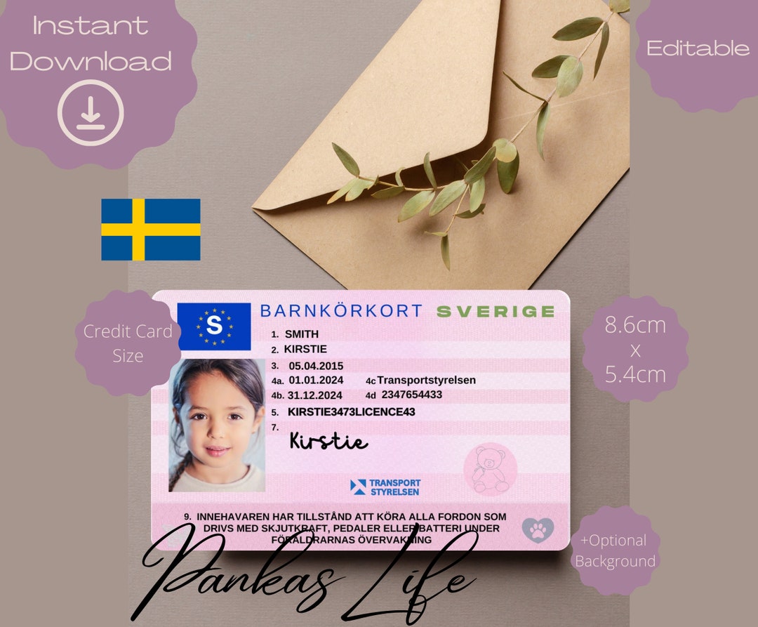 Swedish Driving Licence for Kids, Pretend Play Driver Licence Template ...