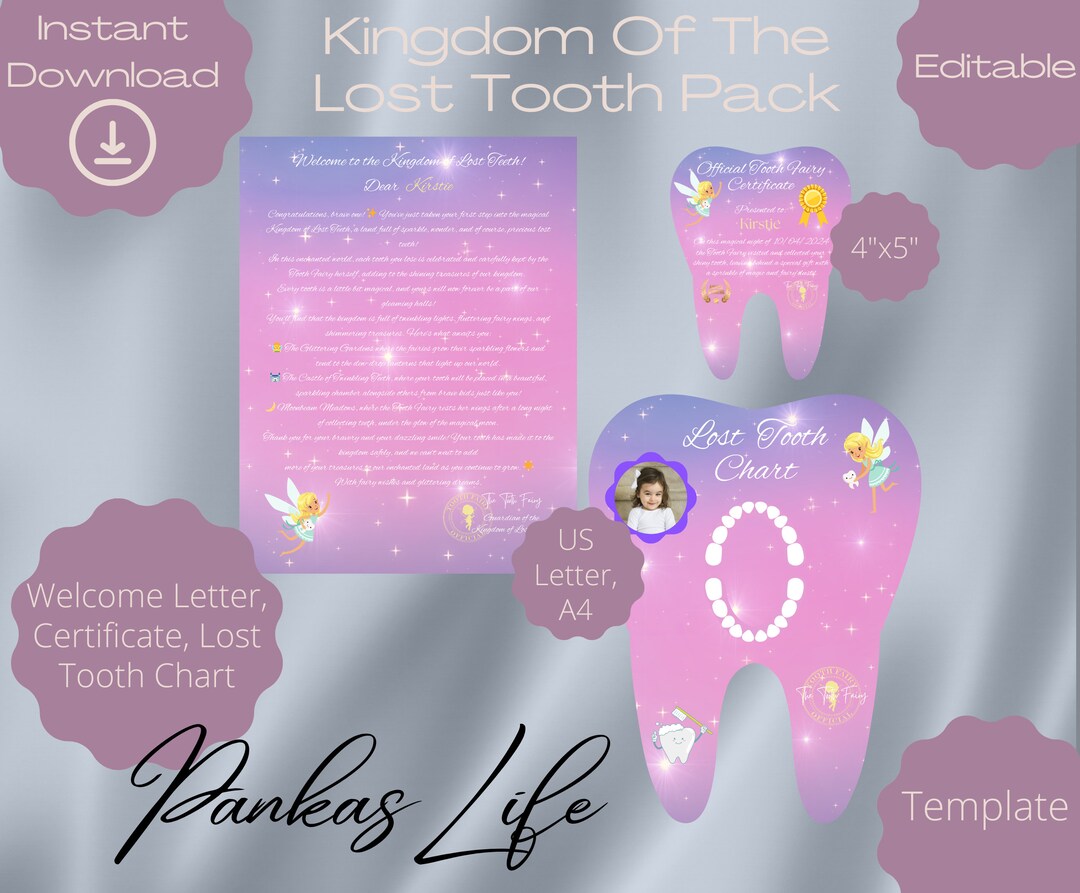 Editable Tooth Fairy Set, Tooth Fairy Letter, Pretend Play Certificate ...
