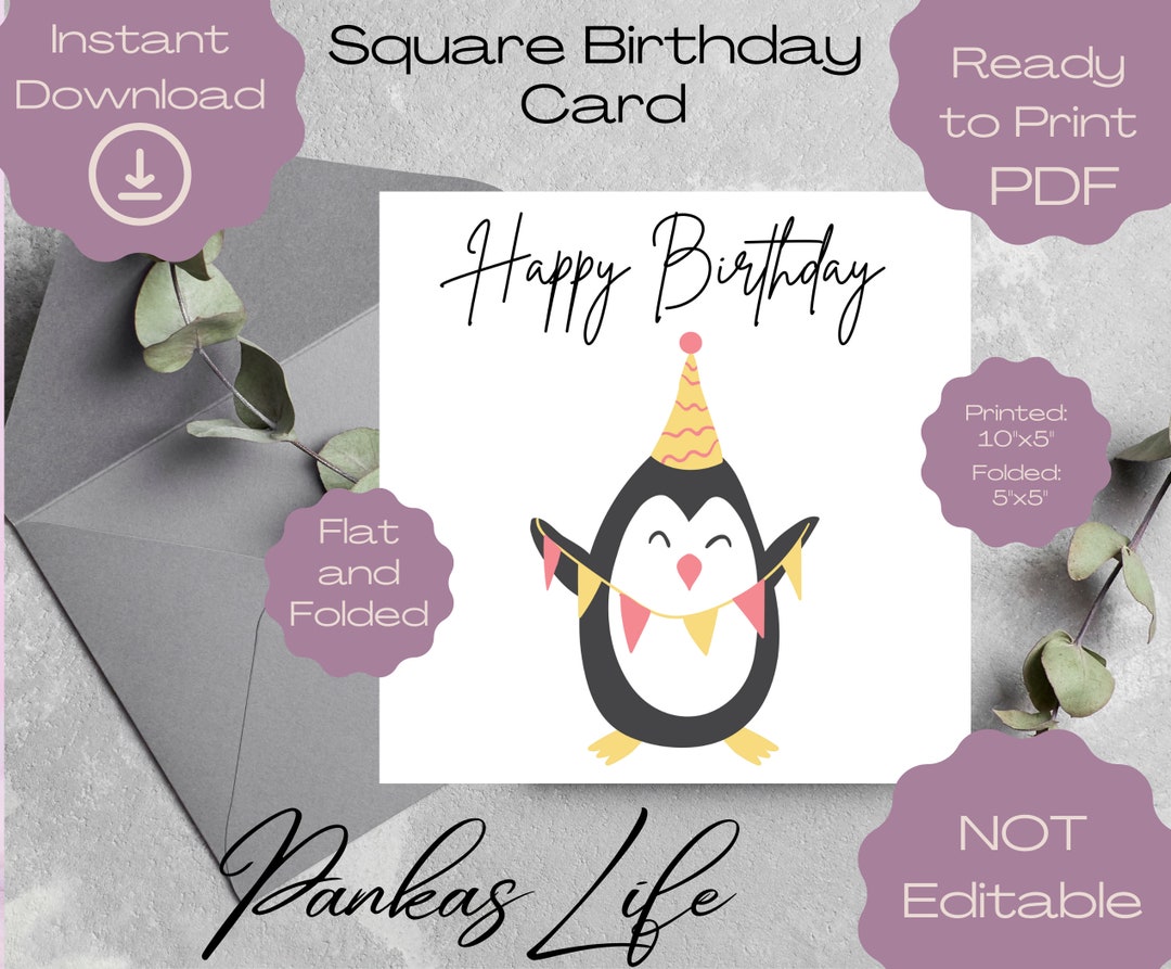 Printable Penguin Birthday Card PDF, Funny Birthday Cards Online, Cute ...