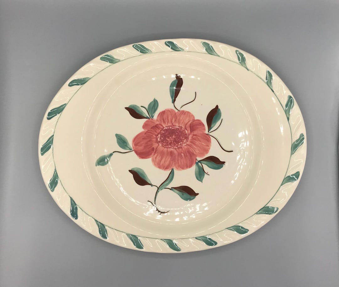 Vintage Large Oval Serving Platter - Southern Camellia by Blue Ridge ...