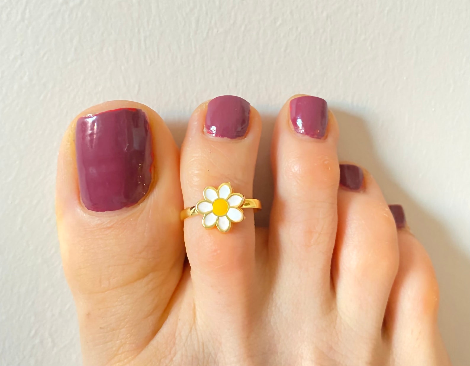 Daisy Toe Rings, Gold Toe Ring Adjustable, Ring for Foot, Knuckle Rings ...