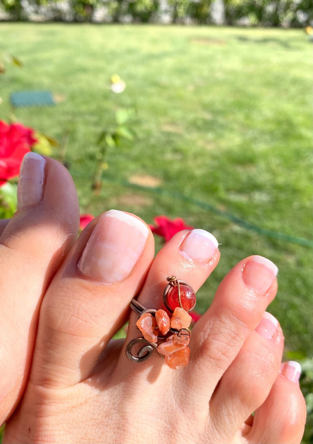 Cornelian Copper Toe Ring, Wire Wrapped Rings, Copper Knuckle Ring ...