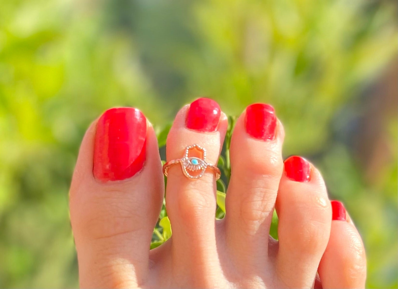 Gold Hamsa Toe Ring, Rose Gold Knuckle Rings, Adjustable Beach Themed Rings, Whimsical Beach ...