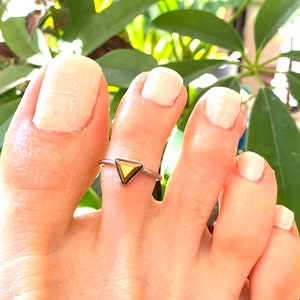 Yellow Glass Toe Rings, Silver Toe Ring Adjustable, Triangle Rings ...