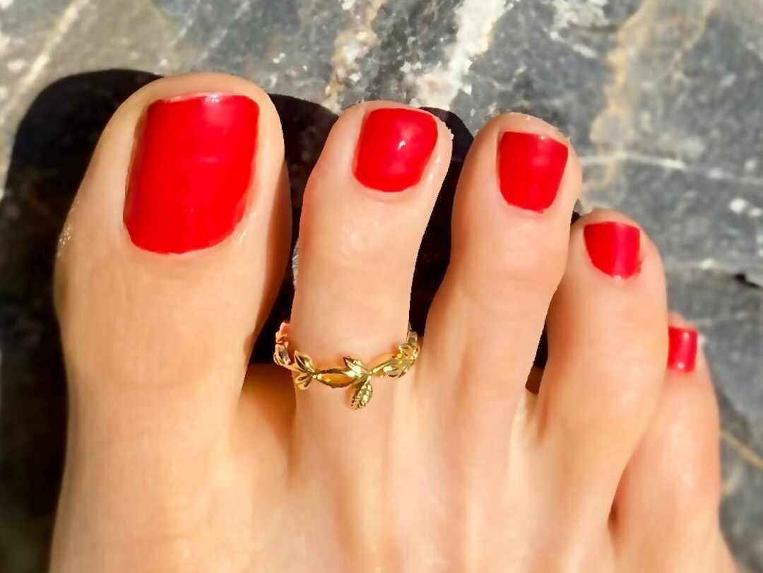 Gold Leaf Toe Ring, Adjustable Open Rings, Beach Toe Rings, Boho Knuckle Rings, Bold Fashion ...