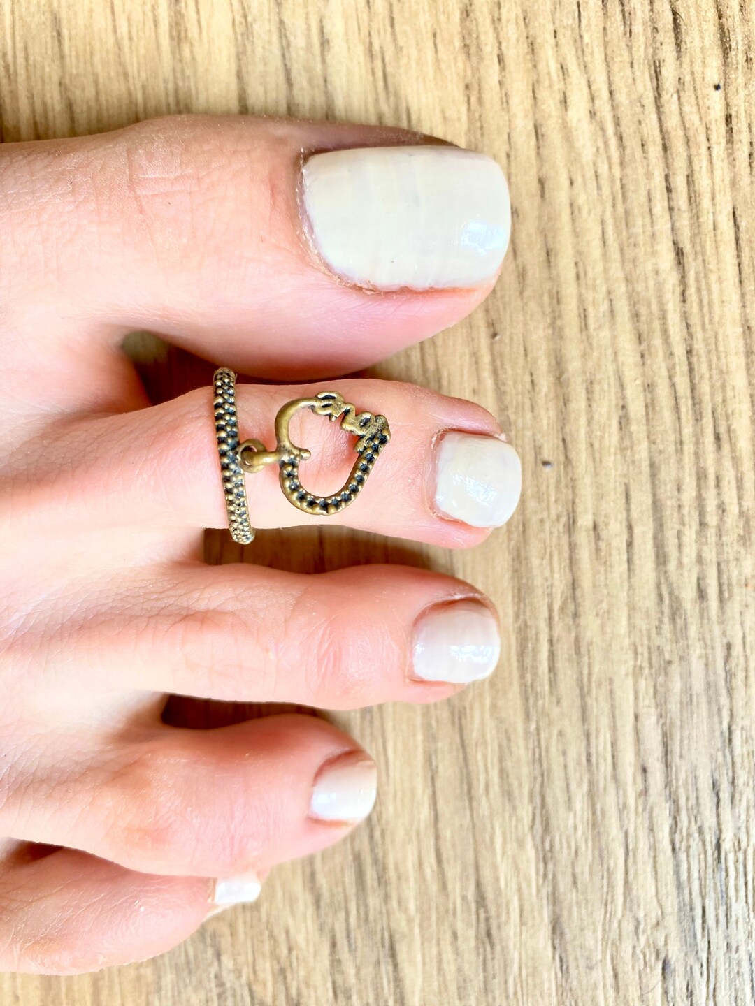 Vintage Gold Dangle Toe Ring, Beach Foot Rings, Love Rings, Dangle ...