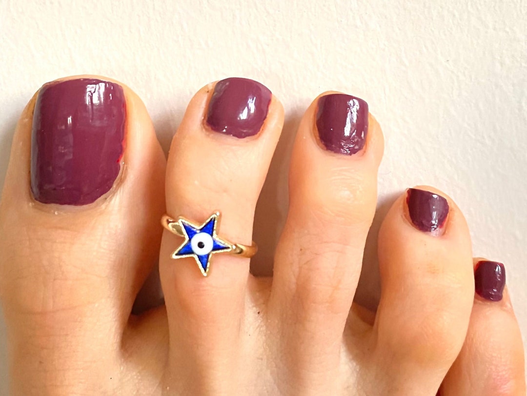Adjustable Star Evil Eye Toe Rings Star Gold Toe Rings - Etsy