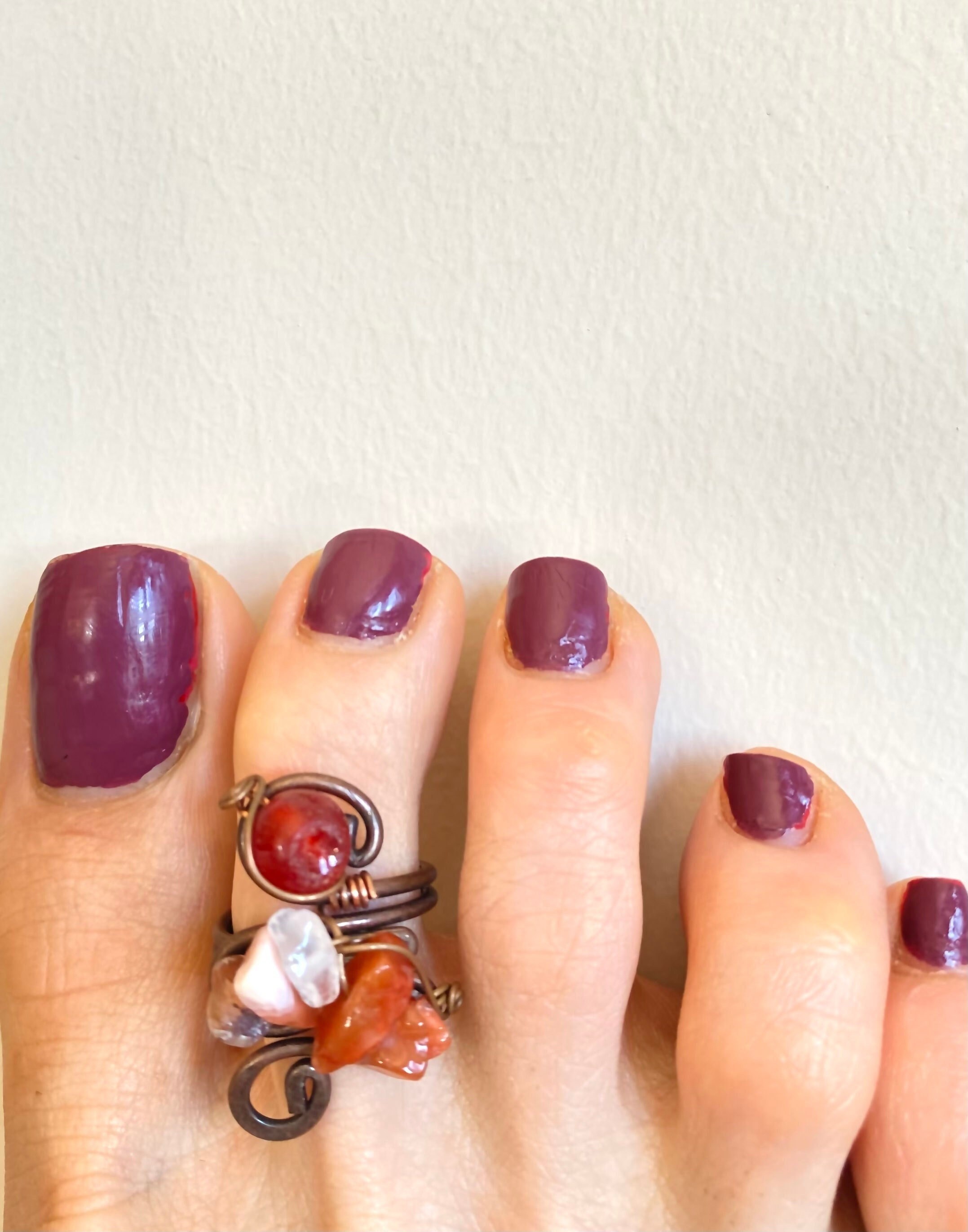 Cornelian Copper Toe Ring, Wire Wrapped Rings, Copper Knuckle Ring ...