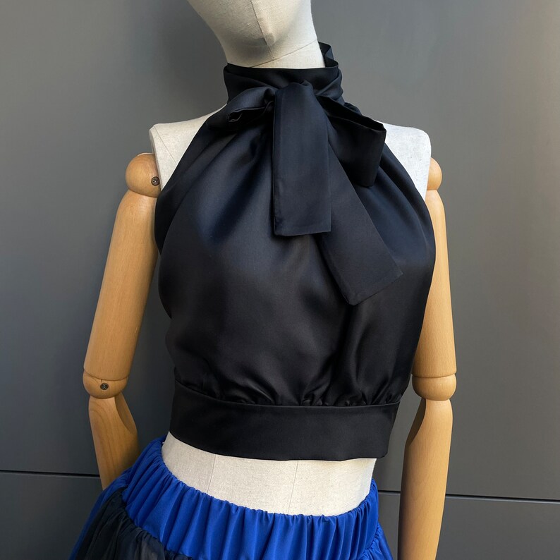 Black Silk Blouse With Bows - Etsy