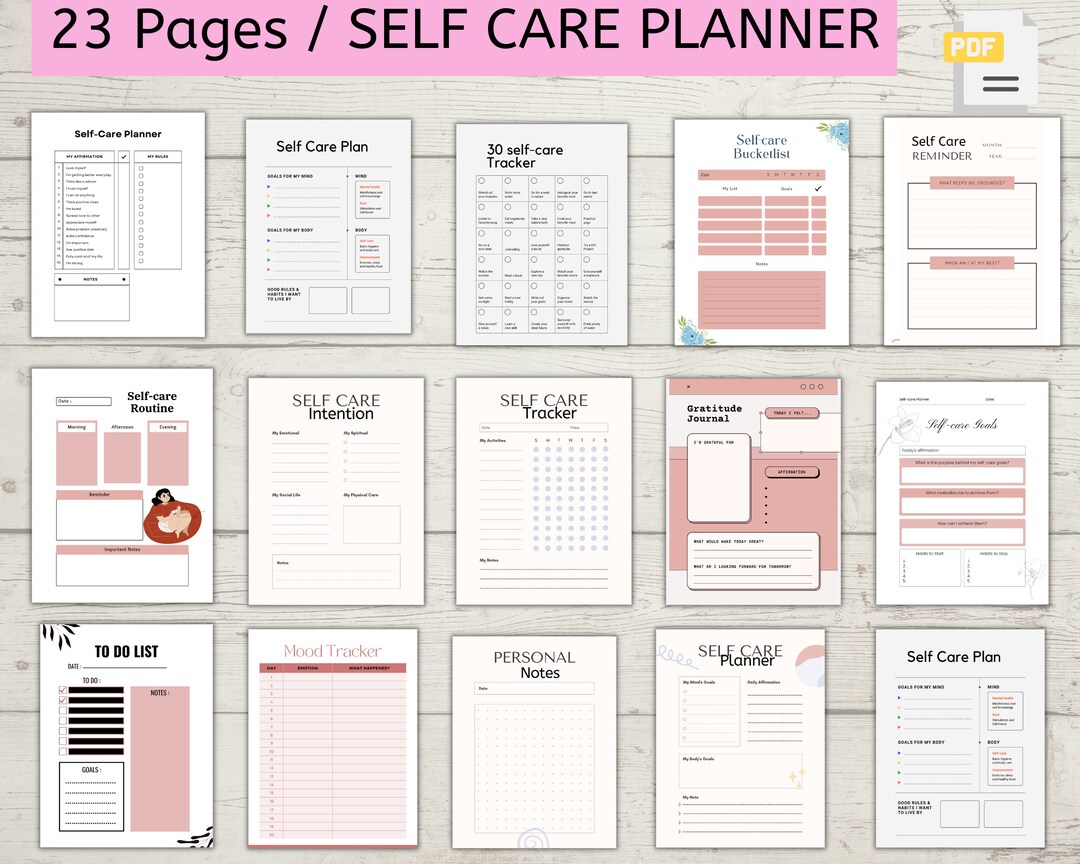 Self-care Planner Printable, Self-love Journal, Mood Tracker ...