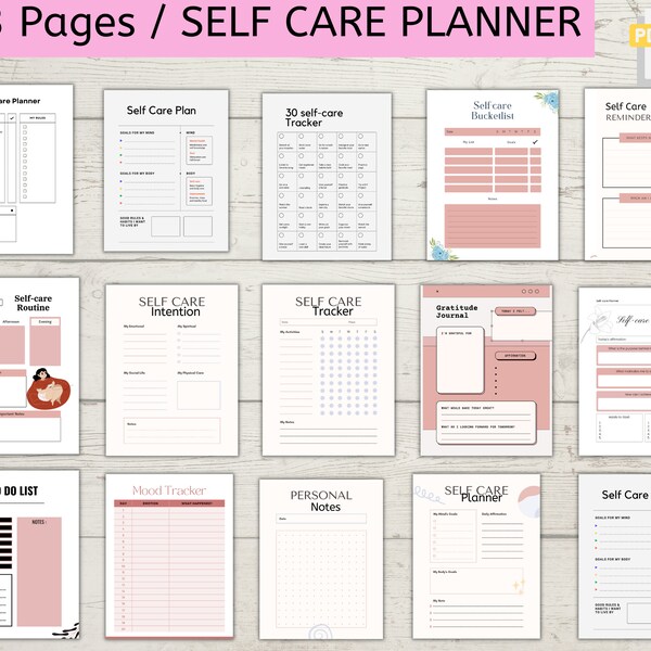 Self-care Planner Printable, Self-love Journal, Mood Tracker ...