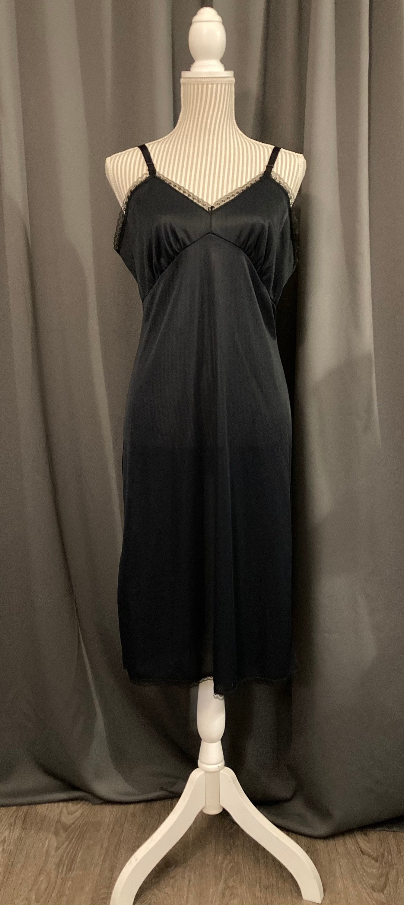Vintage 1980s Pink Lady Black Slip/lingerie/negligee/teddy - Etsy