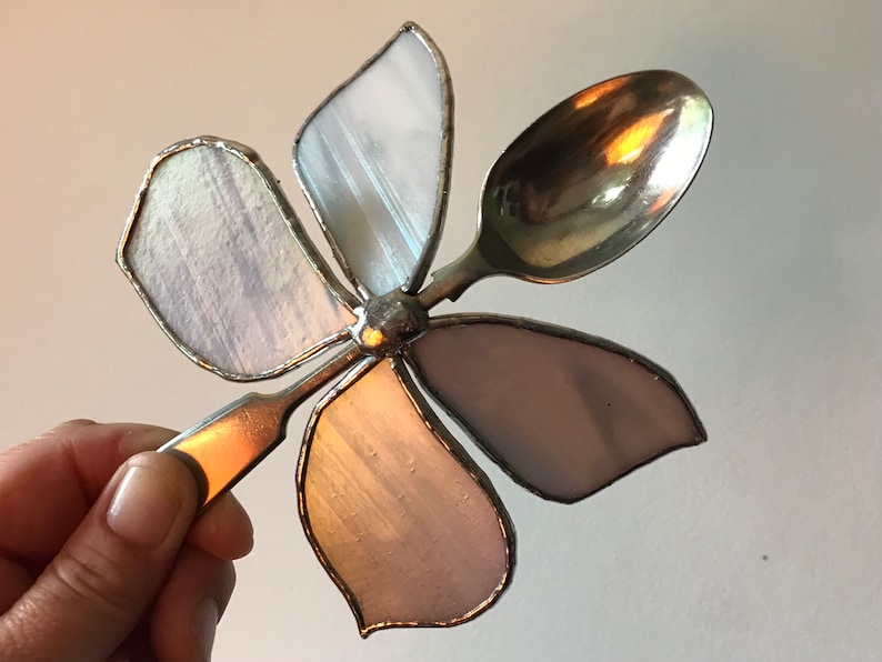 Butterfly Flying Spoon Suncatcher - Stained Glass Butterfly Wings on ...