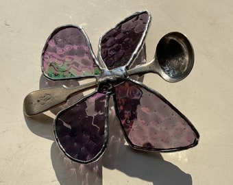 Large Butterfly Flying Spoon Suncatcher Stained Glass Butterfly Wings ...