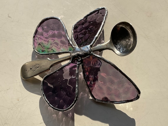 Butterfly Flying Spoon Suncatcher Stained Glass Butterfly - Etsy