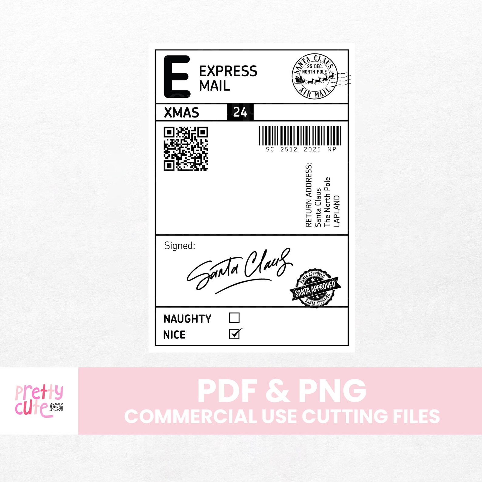 SANTA SHIPPING LABEL | Printable Santa Shipping Label | Santa Claus ...