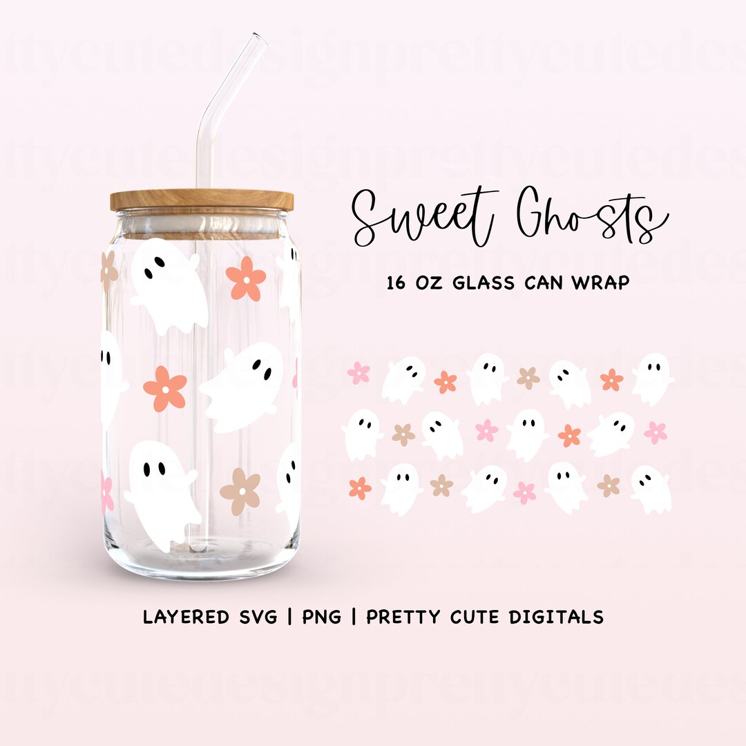 SWEET GHOSTS SVG | Libbey Cup Wrap | 16OZ Can Glass Wrap | Halloween Cup Wrap | Ghost Svg ...