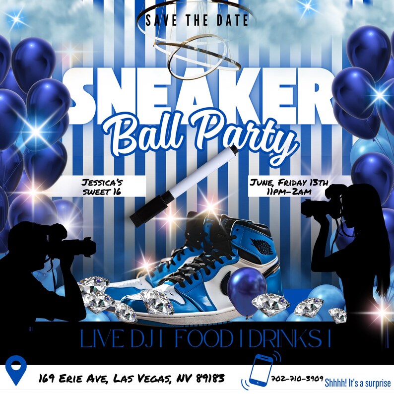 Electronic Sneaker Ball Party Invitation, Birthday Invite, Sneaker Gala ...