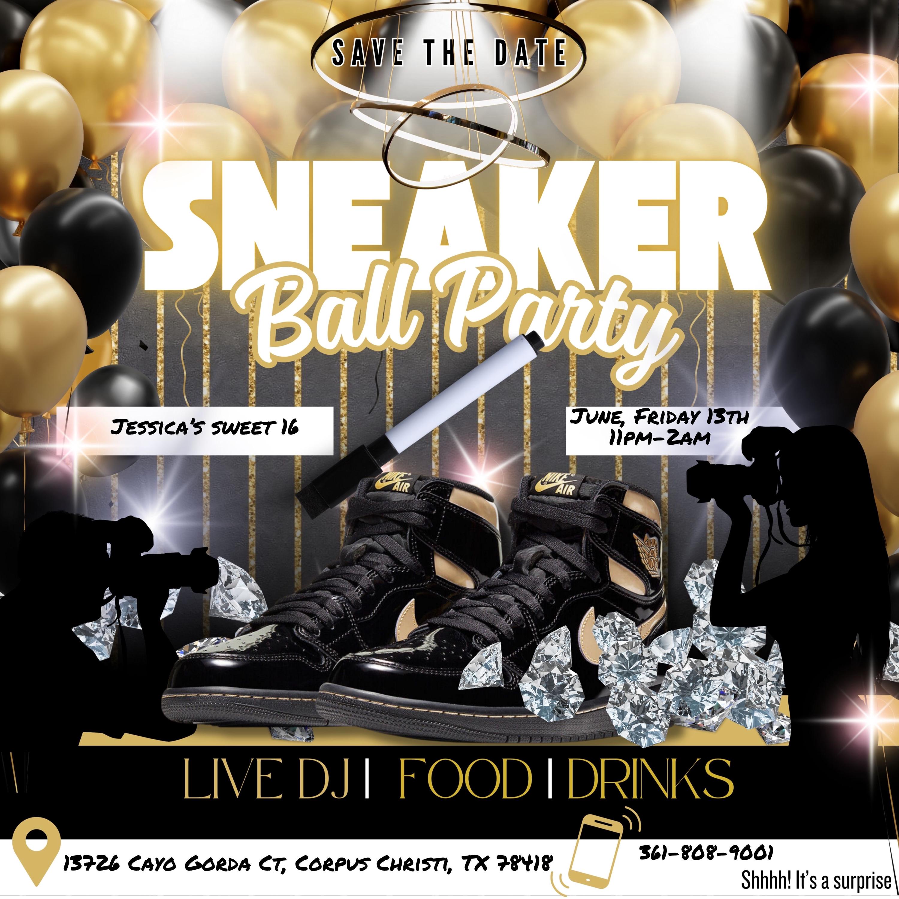 Electronic Sneaker Ball Party Invitation, Birthday Invite, Sneaker Gala ...