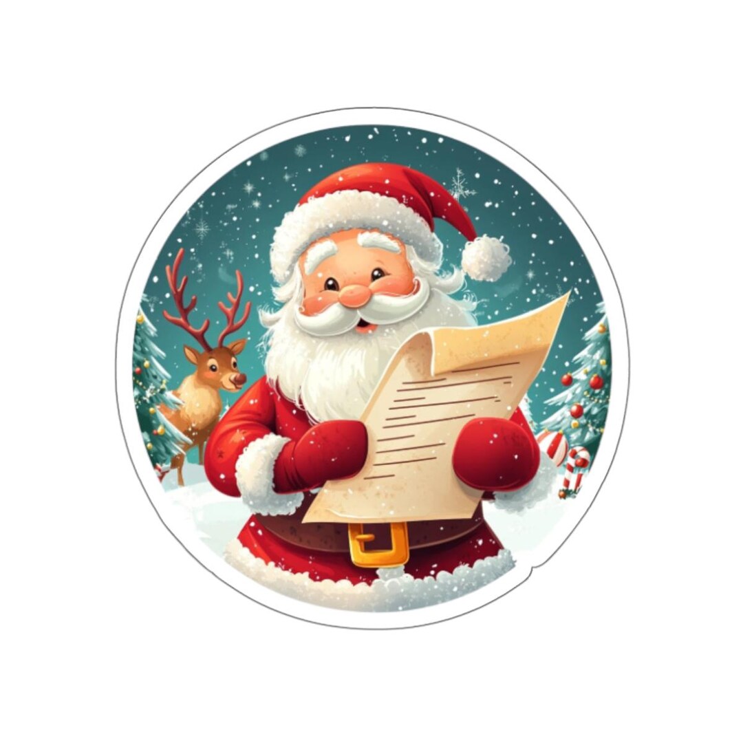 Festive Santa Kiss Cut Stickers, Perfect for Christmas, Holiday Decor ...