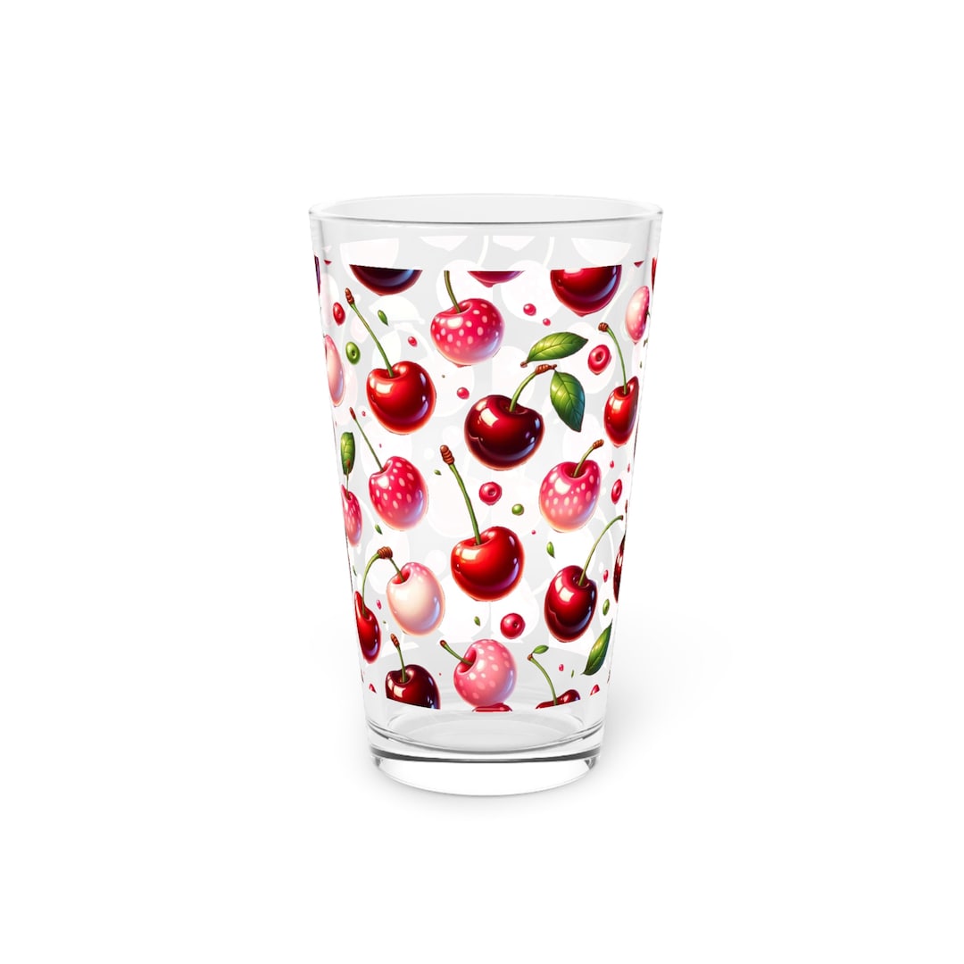 Cherry Cheers: 16oz Custom-printed Pint Glass With Playful Cherry ...