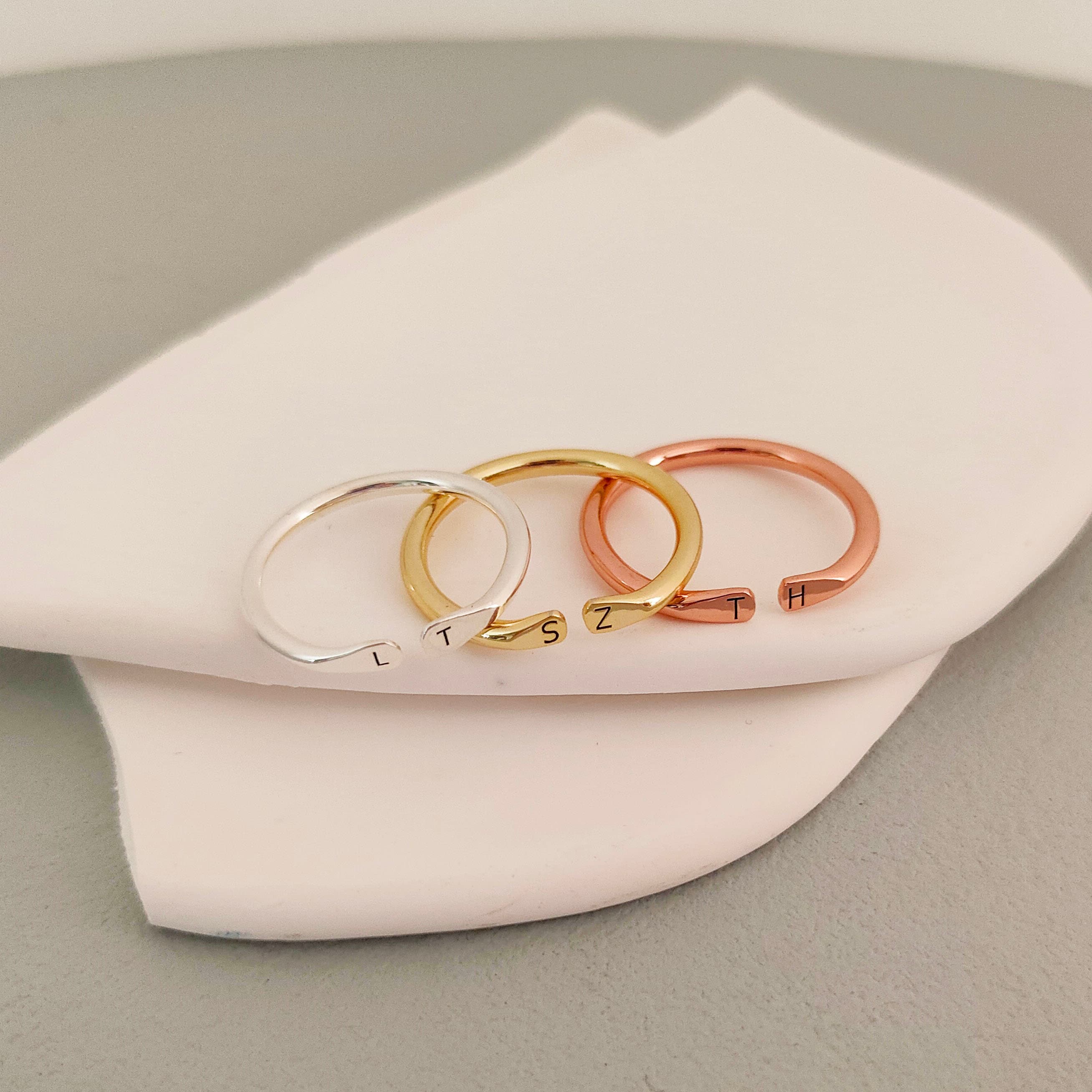 Personalized Duo Initial Ring,custom Dainty Initial Letter Ring,couple ...