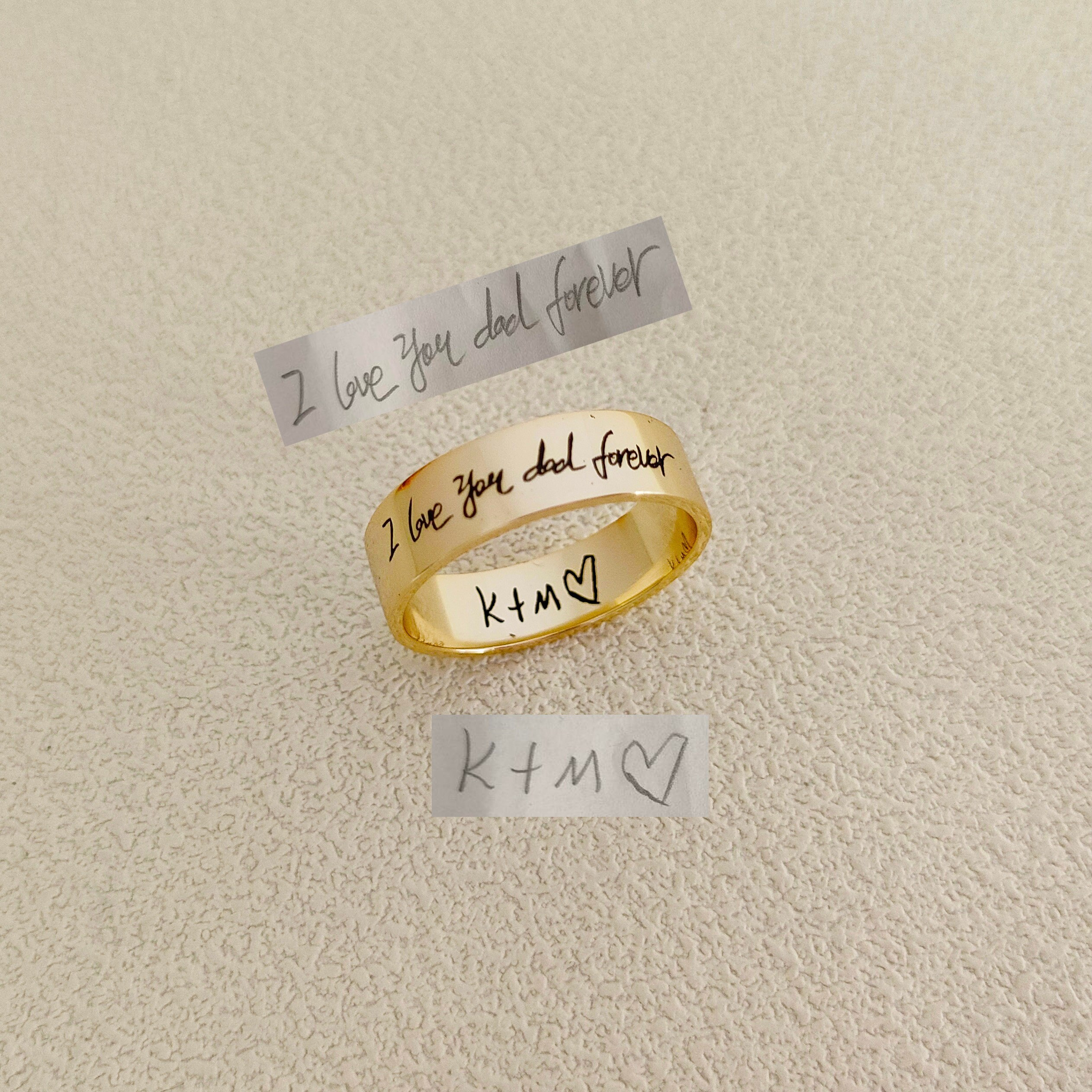 Personalized Actual Handwriting Ring,wide Handwriting Band,keepsake ...