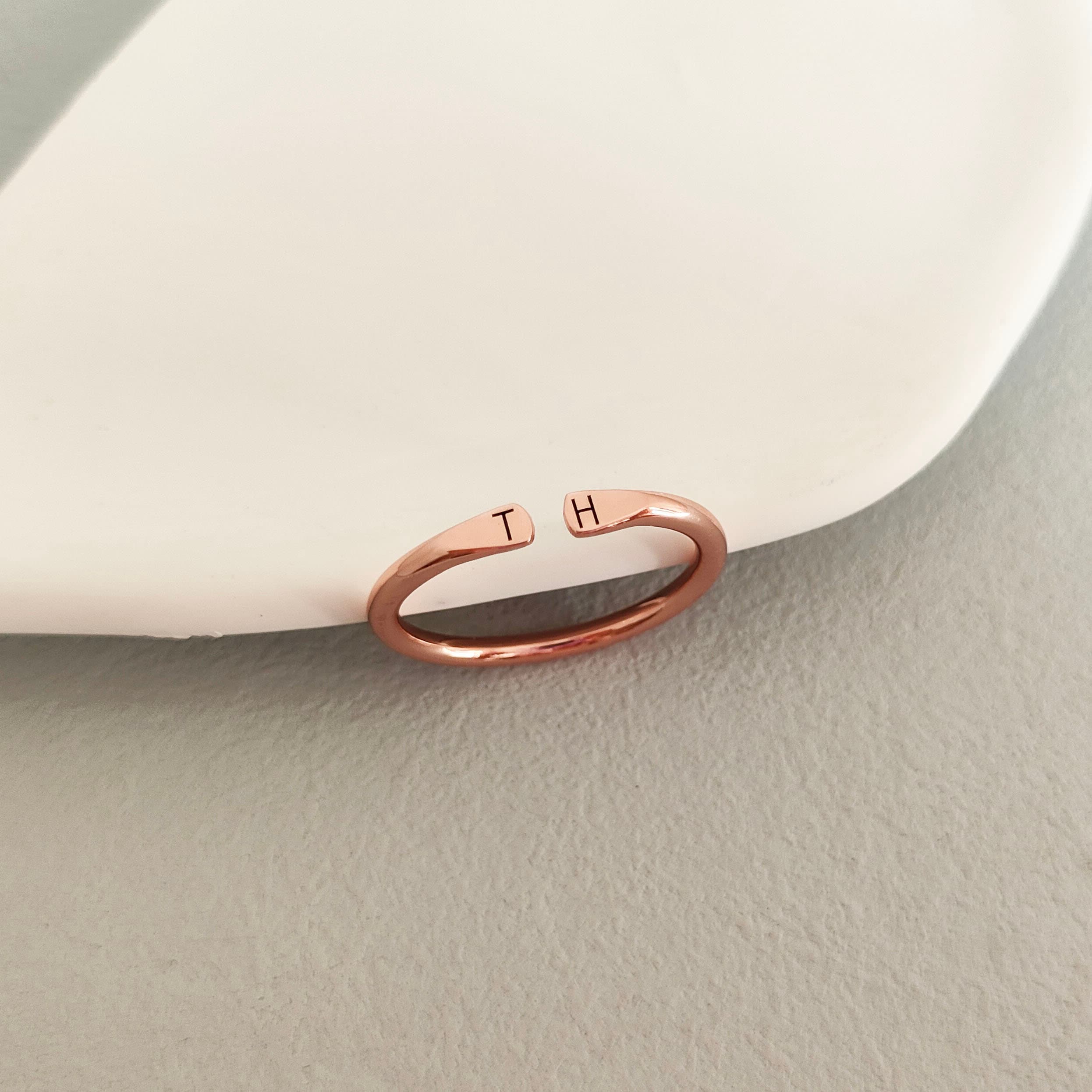 Personalized Duo Initial Ring,custom Dainty Initial Letter Ring,couple ...