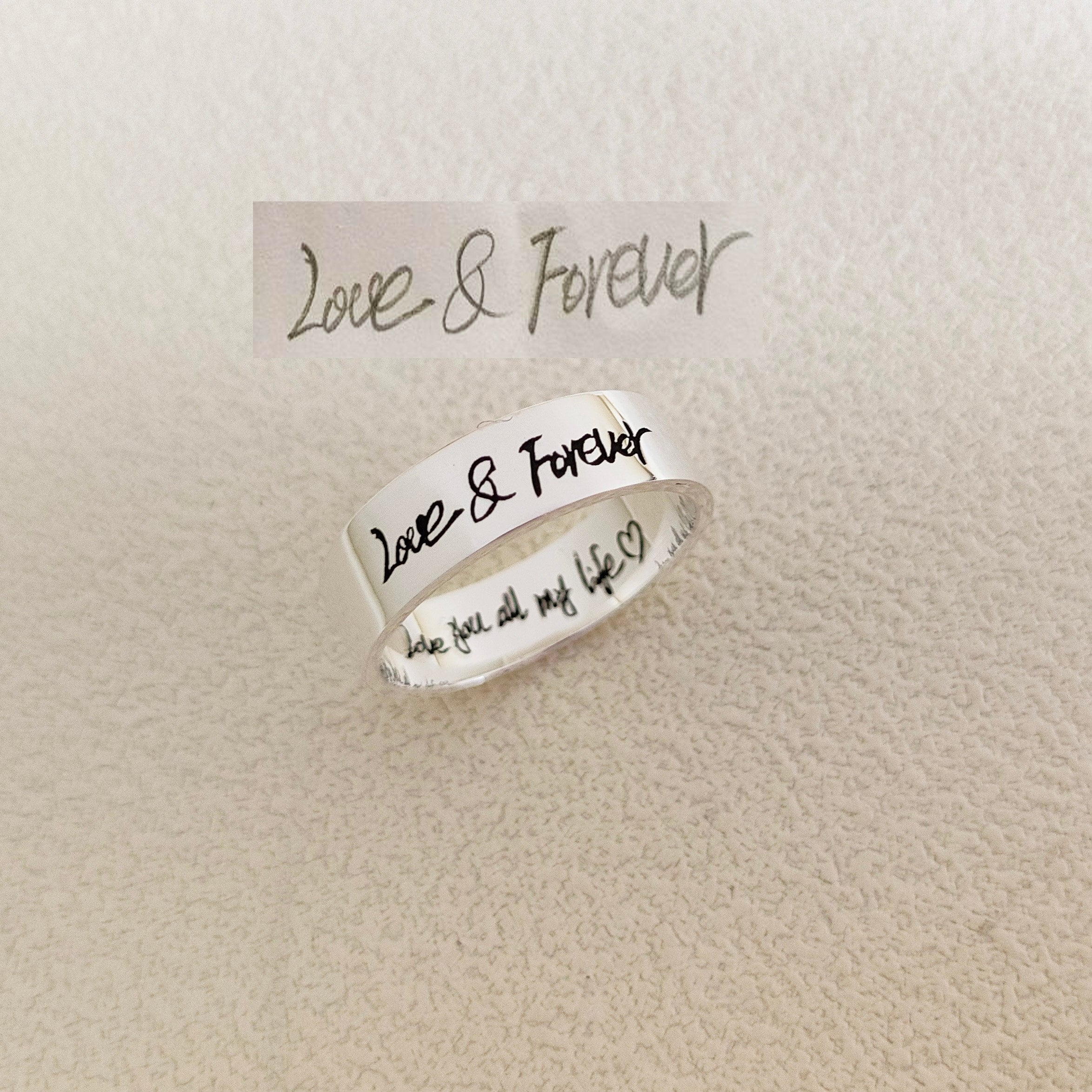 Personalized Actual Handwriting Ring,wide Handwriting Band,keepsake ...