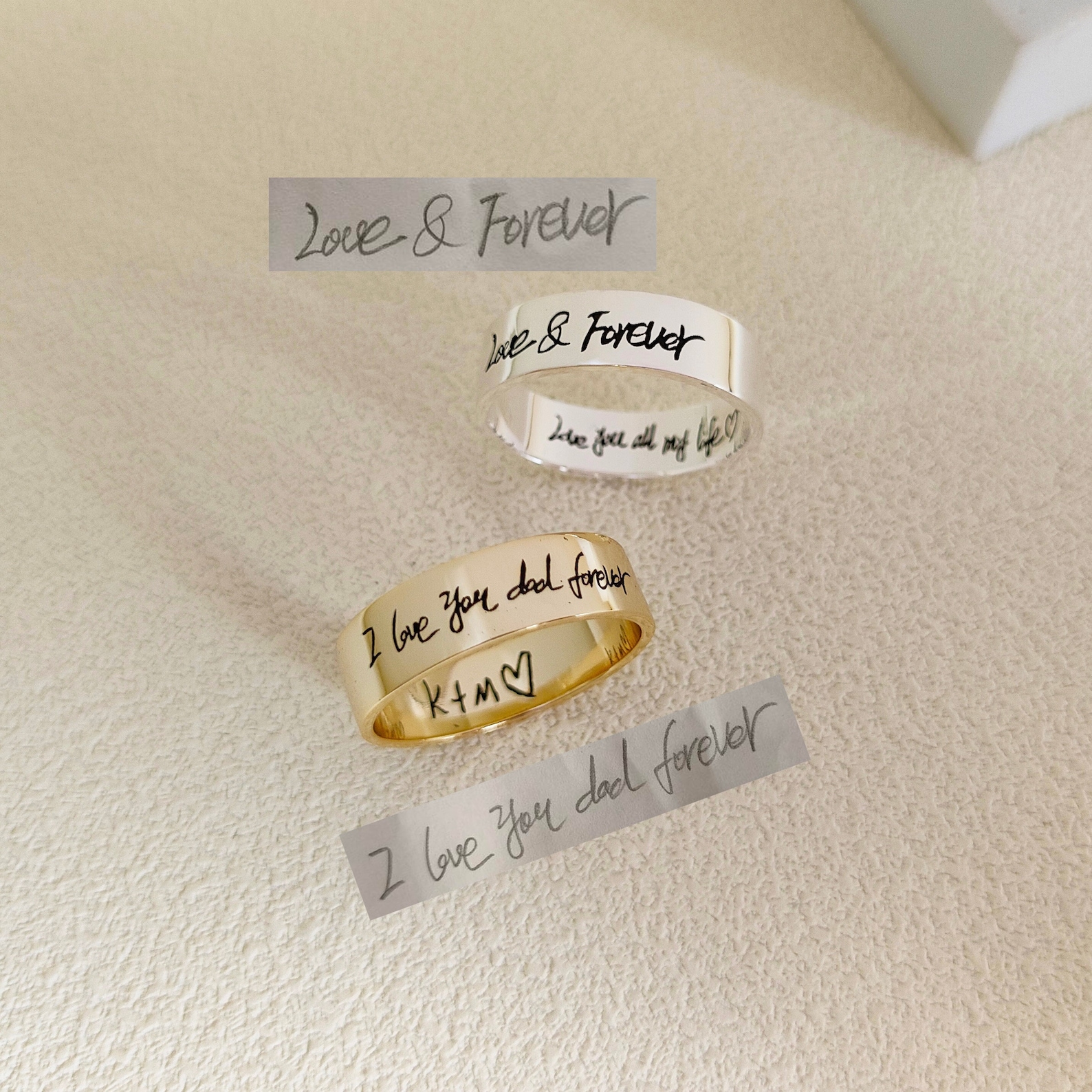 Personalized Actual Handwriting Ring,wide Handwriting Band,keepsake ...